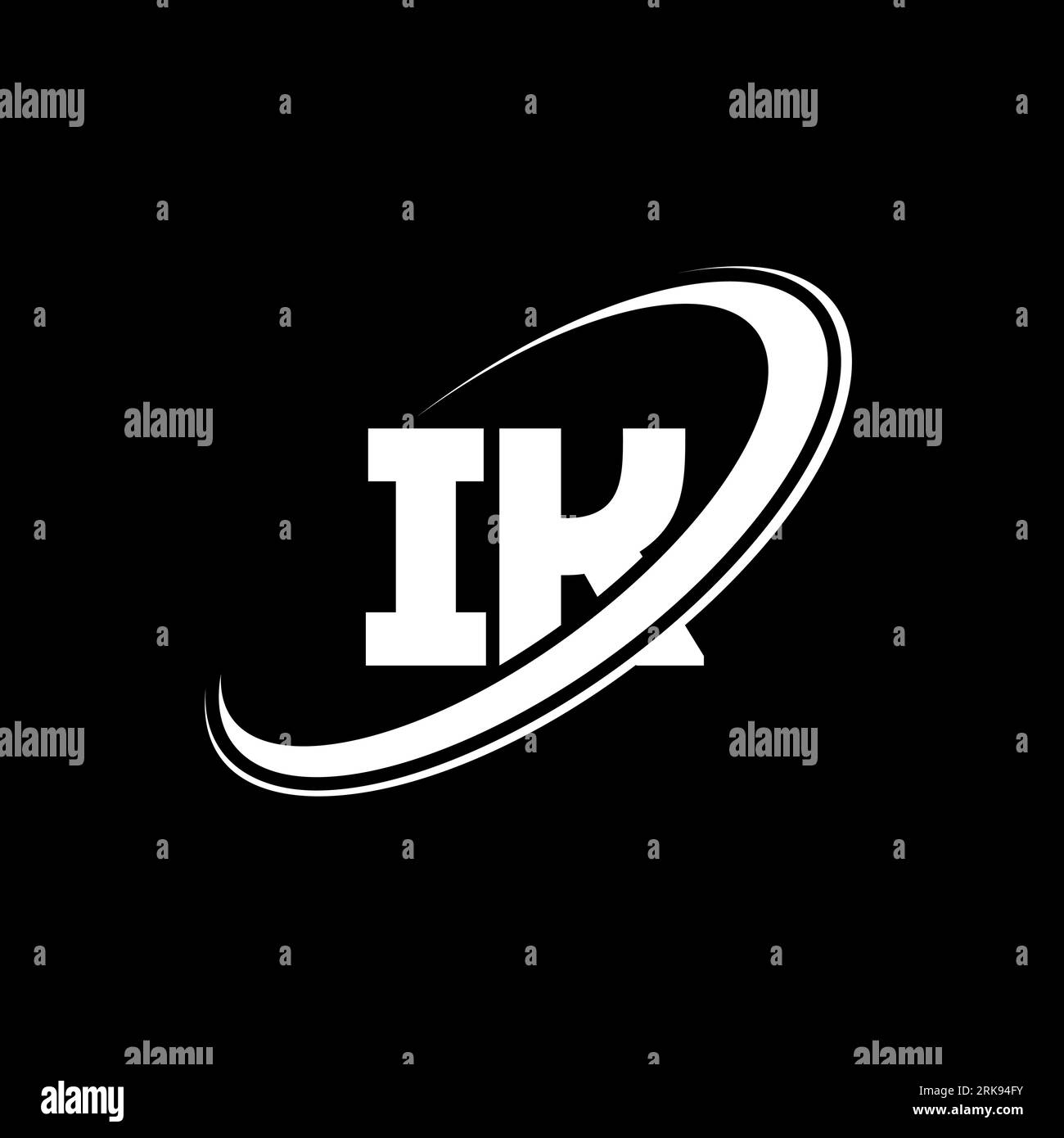 IK I K letter logo design. Initial letter IK linked circle uppercase ...