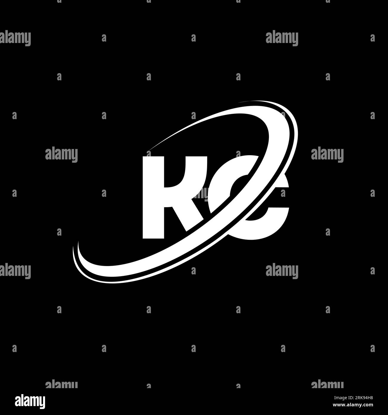 KC K C letter logo design. Initial letter KC linked circle uppercase ...