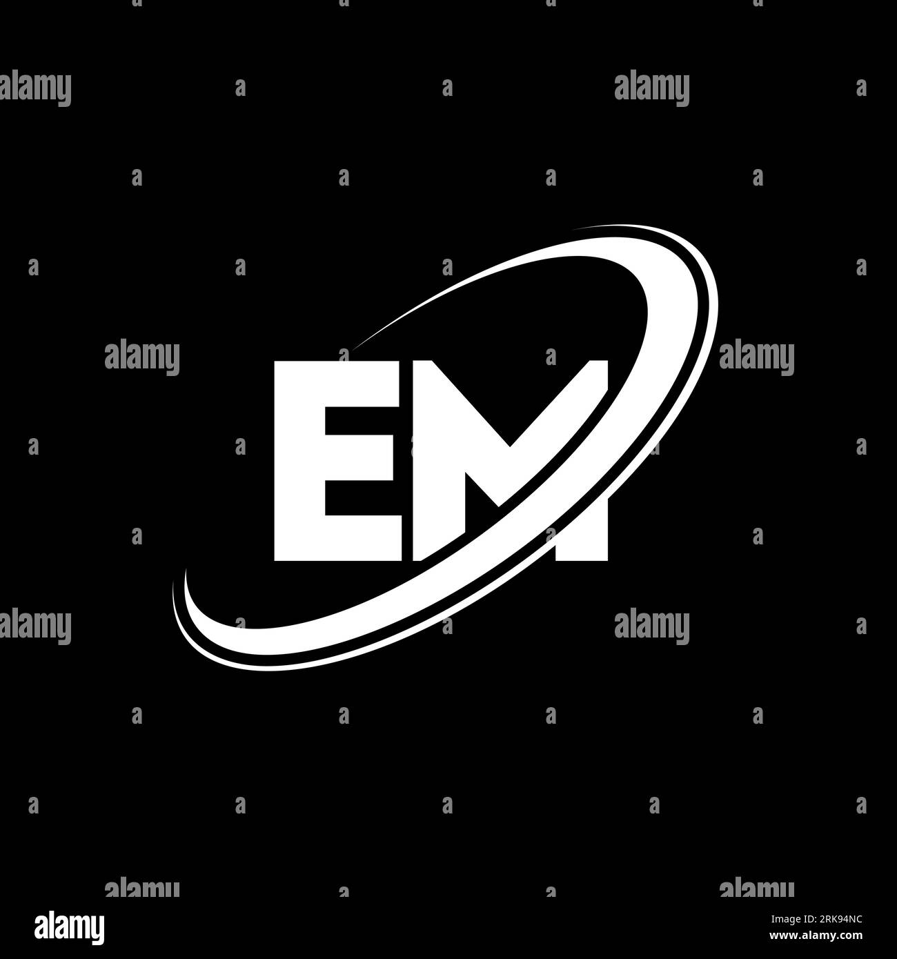 EM E M letter logo design. Initial letter EM linked circle uppercase ...