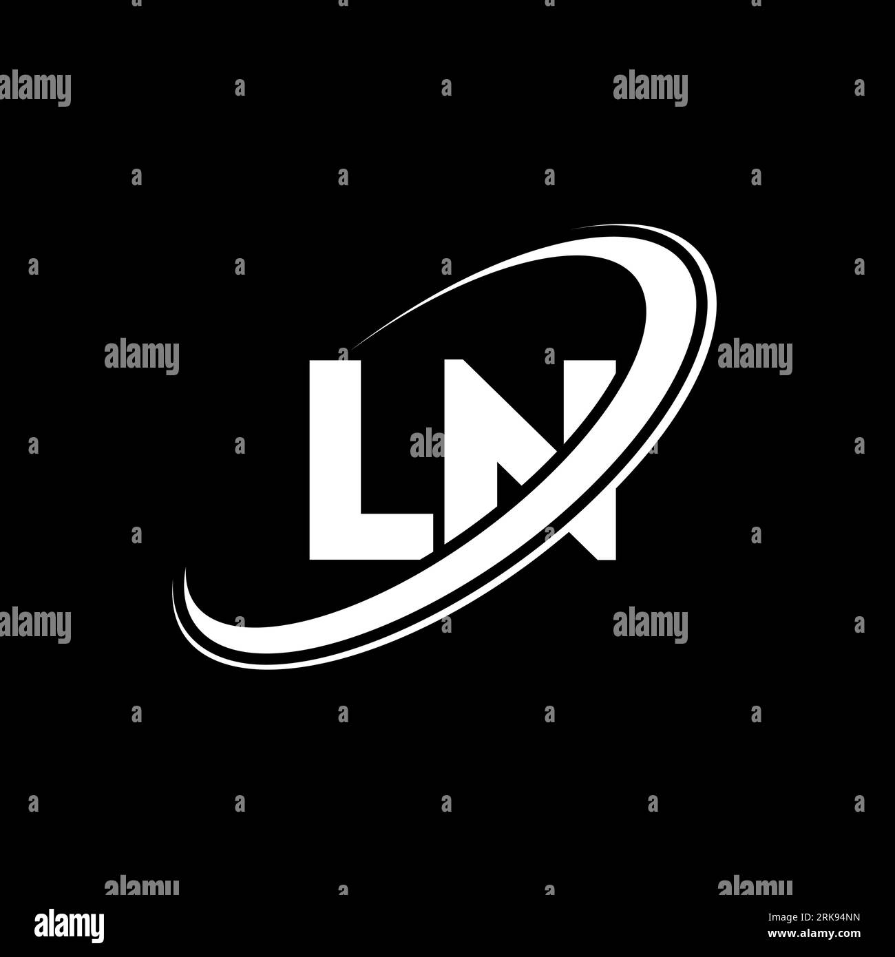 LN L N letter logo design. Initial letter LN linked circle uppercase ...