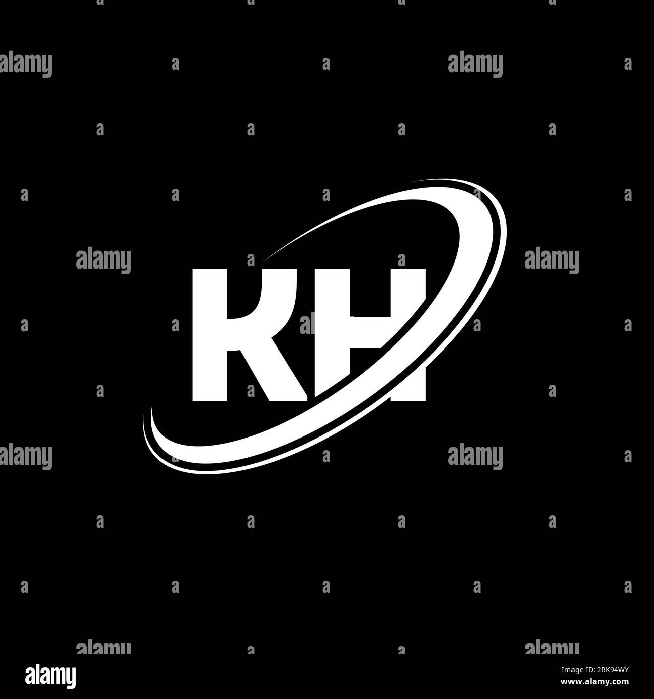 KH K H letter logo design. Initial letter KH linked circle uppercase monogram logo red and blue ...