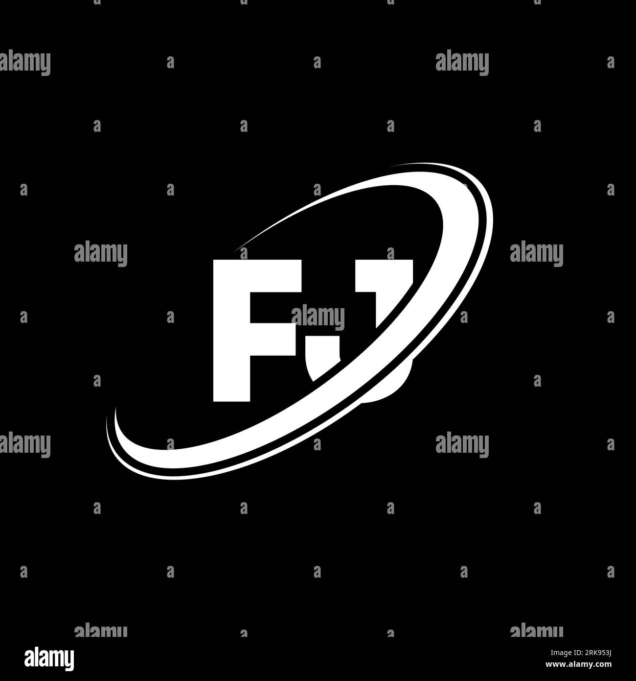 FJ F J letter logo design. Initial letter FJ linked circle uppercase ...