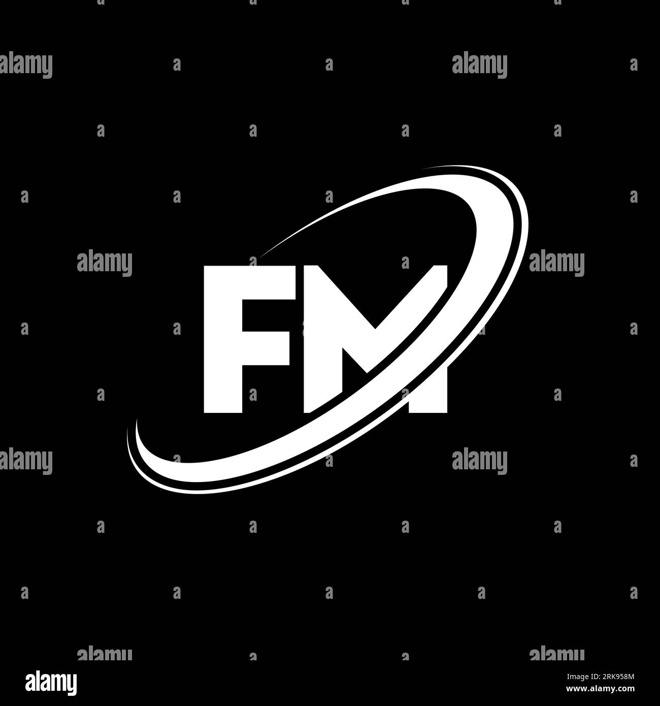 FM F M letter logo design. Initial letter FM linked circle uppercase ...
