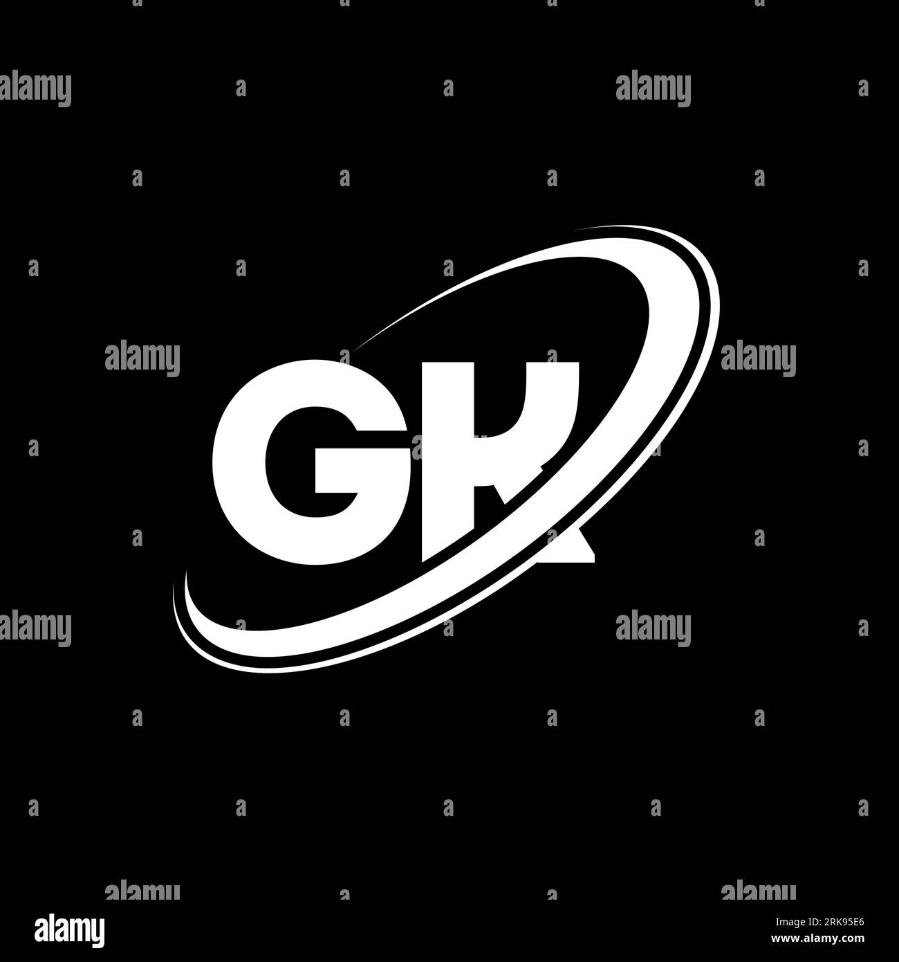 GK G K letter logo design. Initial letter GK linked circle uppercase ...