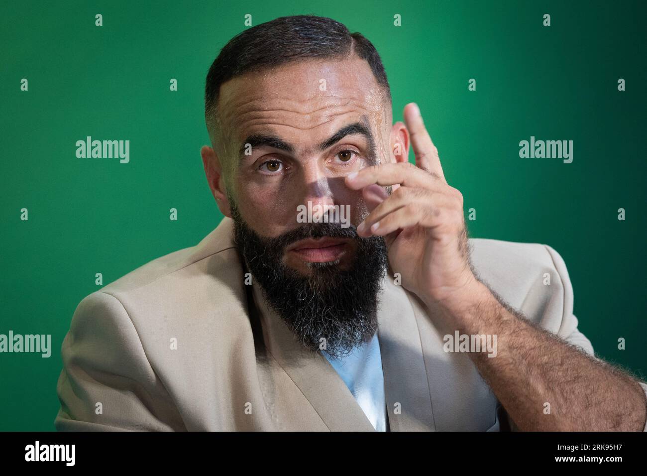 Le Havre, France. 24th Aug, 2023. French rapper Medine as he is invited ...