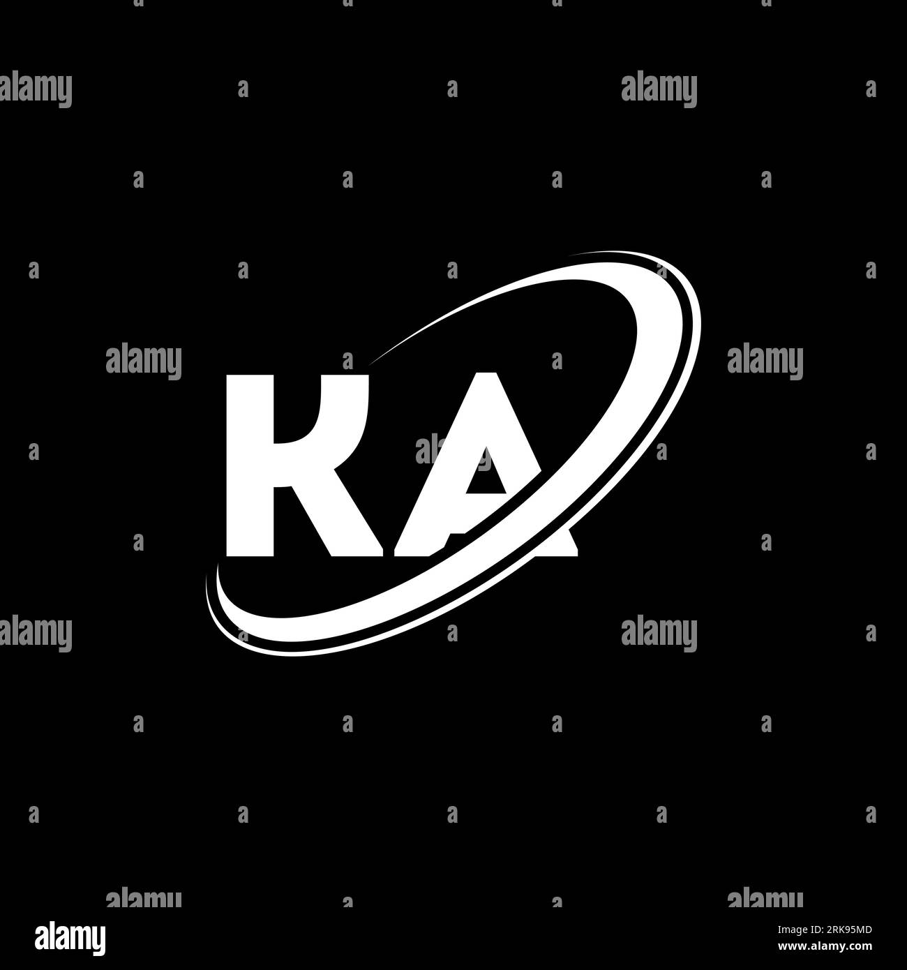 KA K A letter logo design. Initial letter KA linked circle uppercase monogram logo red and blue ...