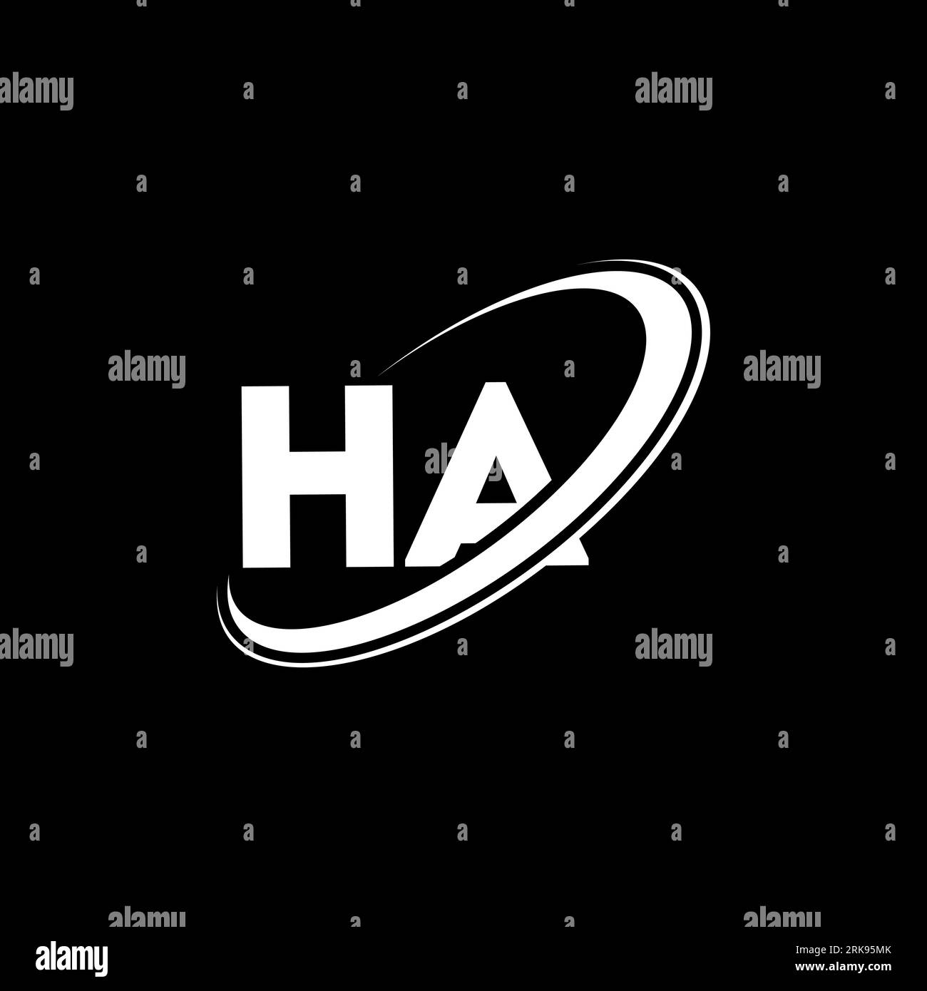 HA H A letter logo design. Initial letter HA linked circle uppercase ...