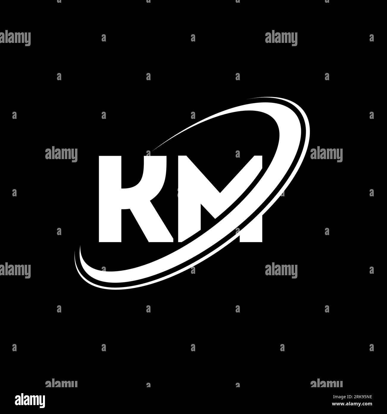 KM K M letter logo design. Initial letter KM linked circle uppercase ...