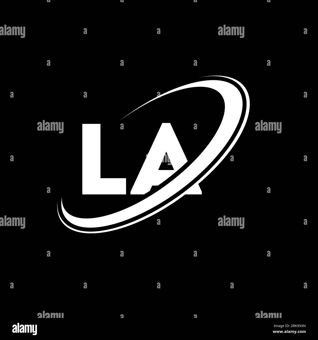 LA L A letter logo design. Initial letter LA linked circle uppercase ...