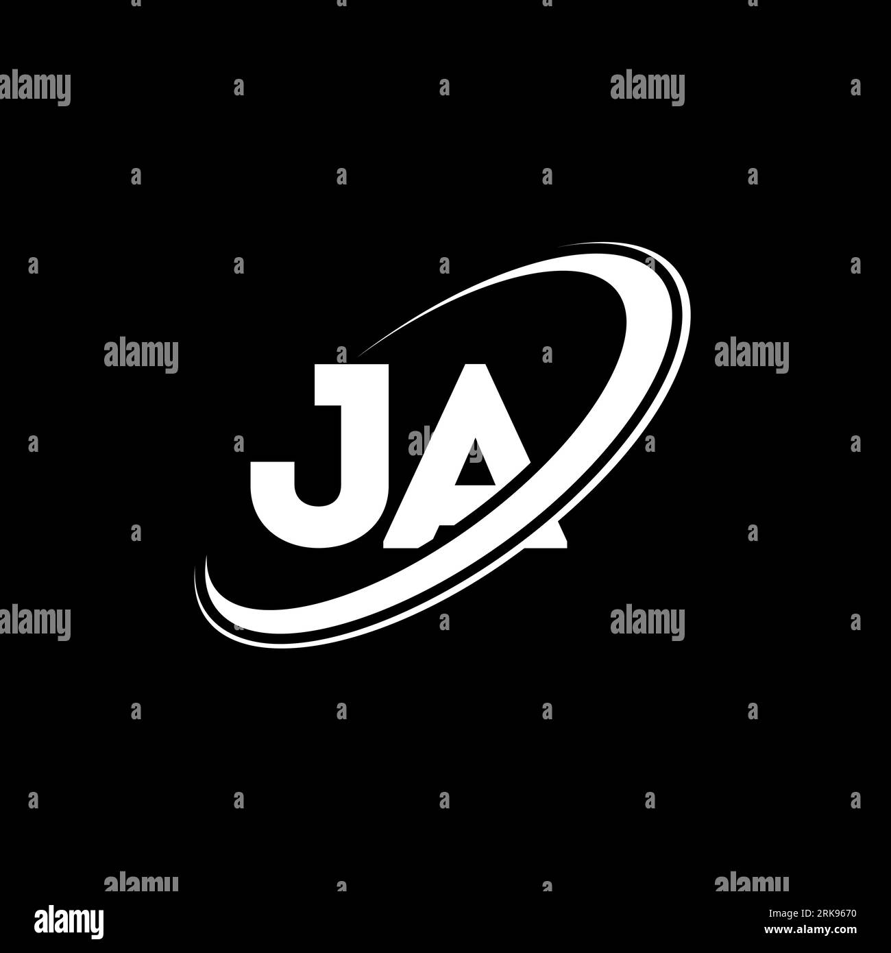 JA J A letter logo design. Initial letter JA linked circle uppercase ...