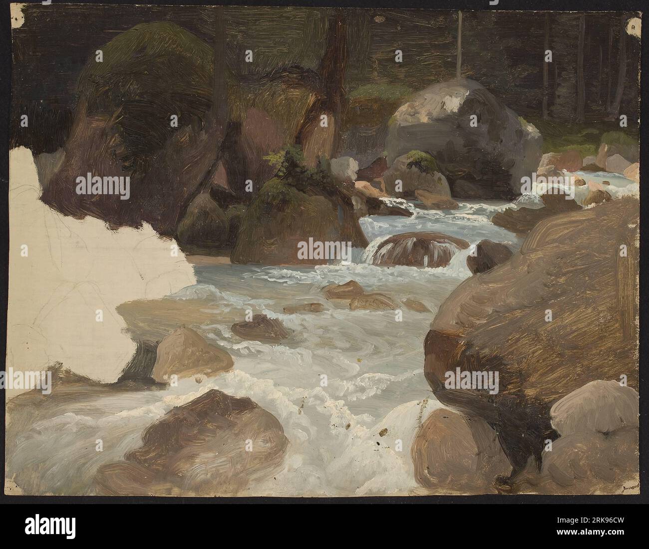 Mountain stream in the forest, sketch by Chrystian Breslauer Stock ...
