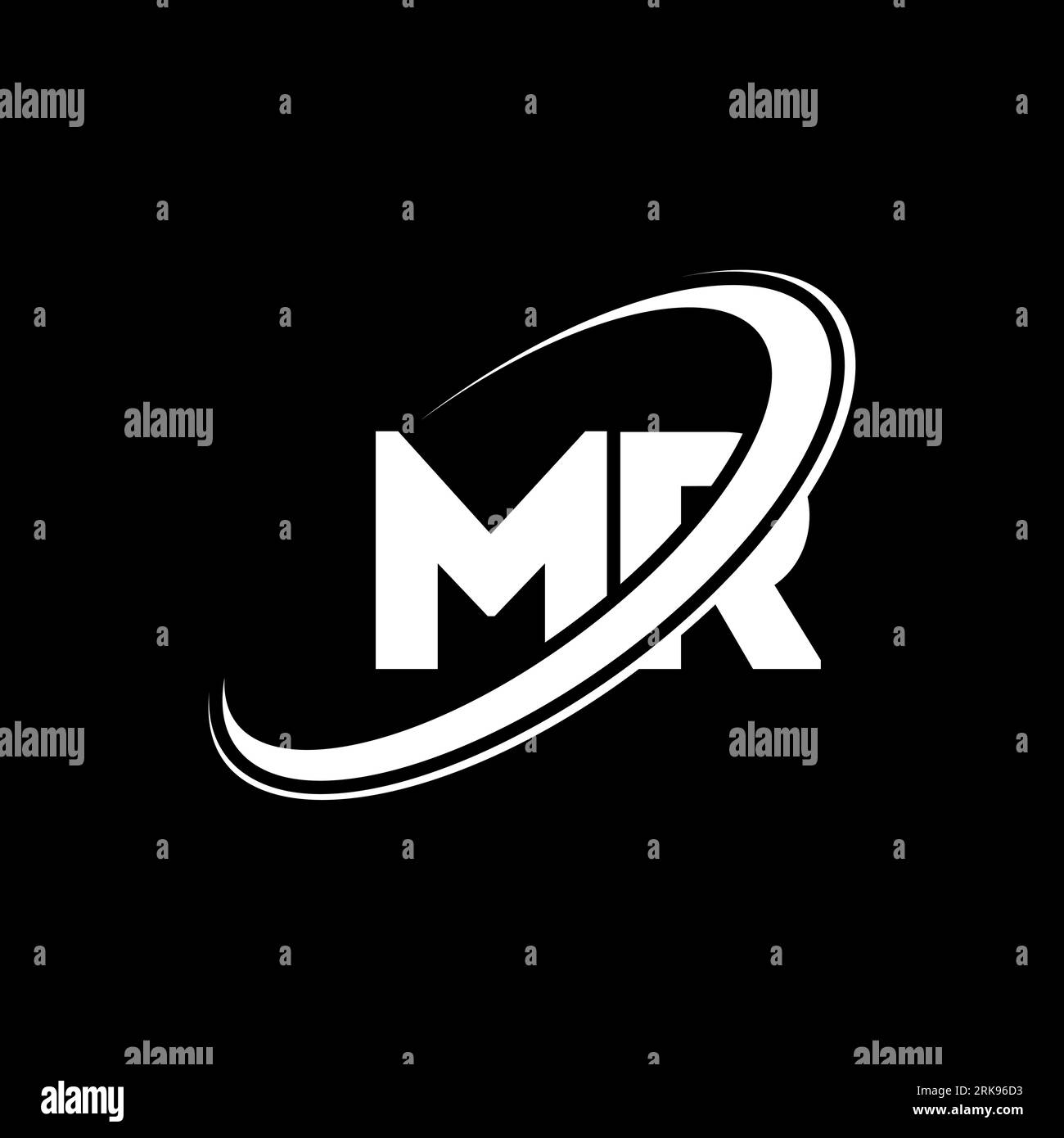 MR M R letter logo design. Initial letter MR linked circle uppercase ...