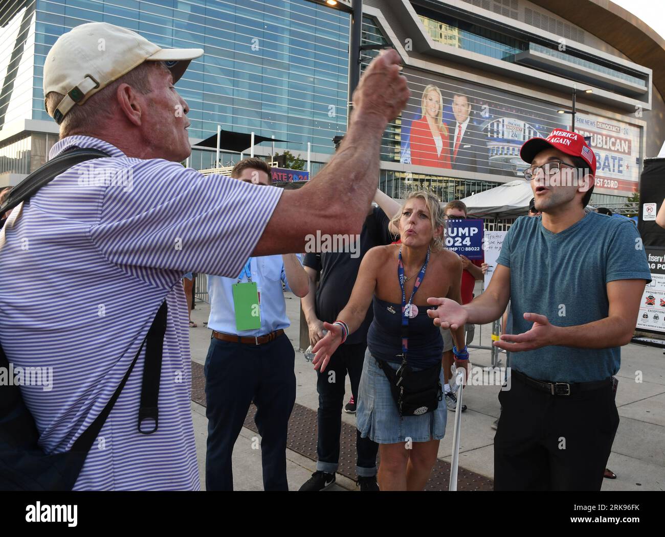 Milwaukee, Wisconsin, USA. 23rd Aug, 2023. THOMAS BYRNE (red cap) and ...