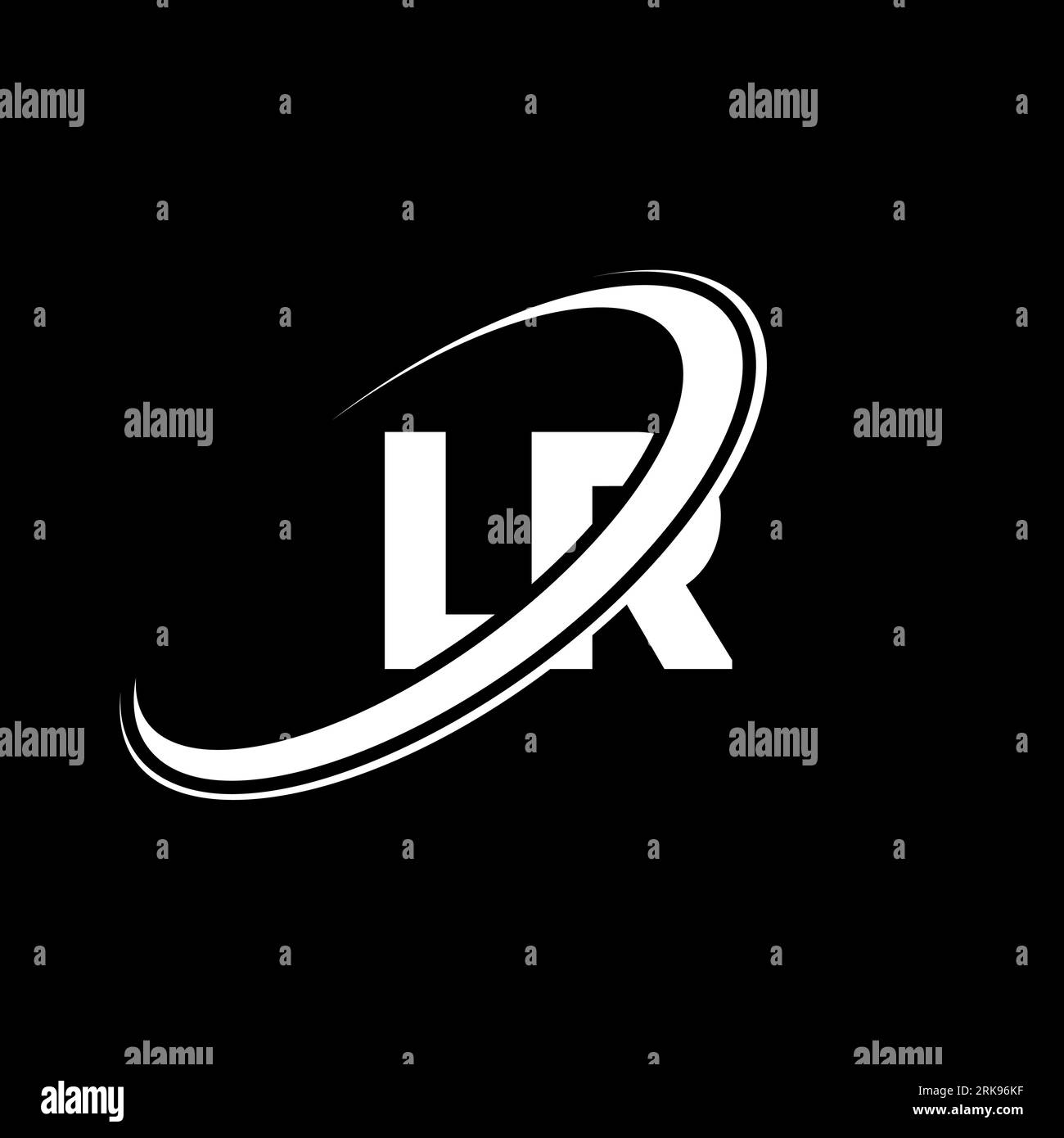LR L R letter logo design. Initial letter LR linked circle uppercase ...