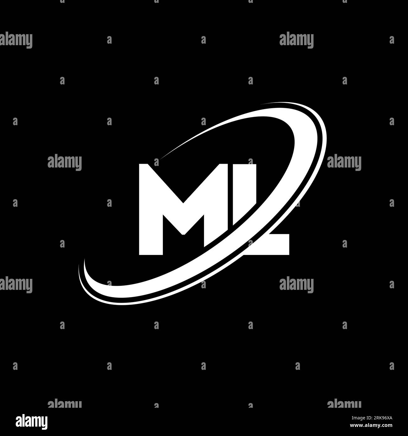 ML M L letter logo design. Initial letter ML linked circle uppercase ...