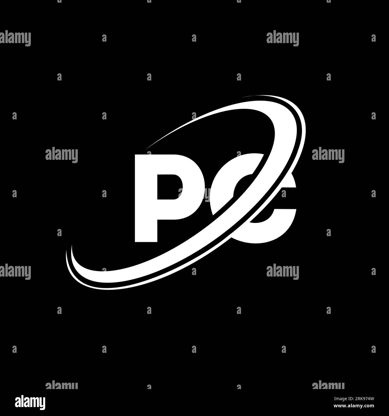 PC logo. P C design. White PC letter. PC/P C letter logo design. Initial letter PC linked circle ...