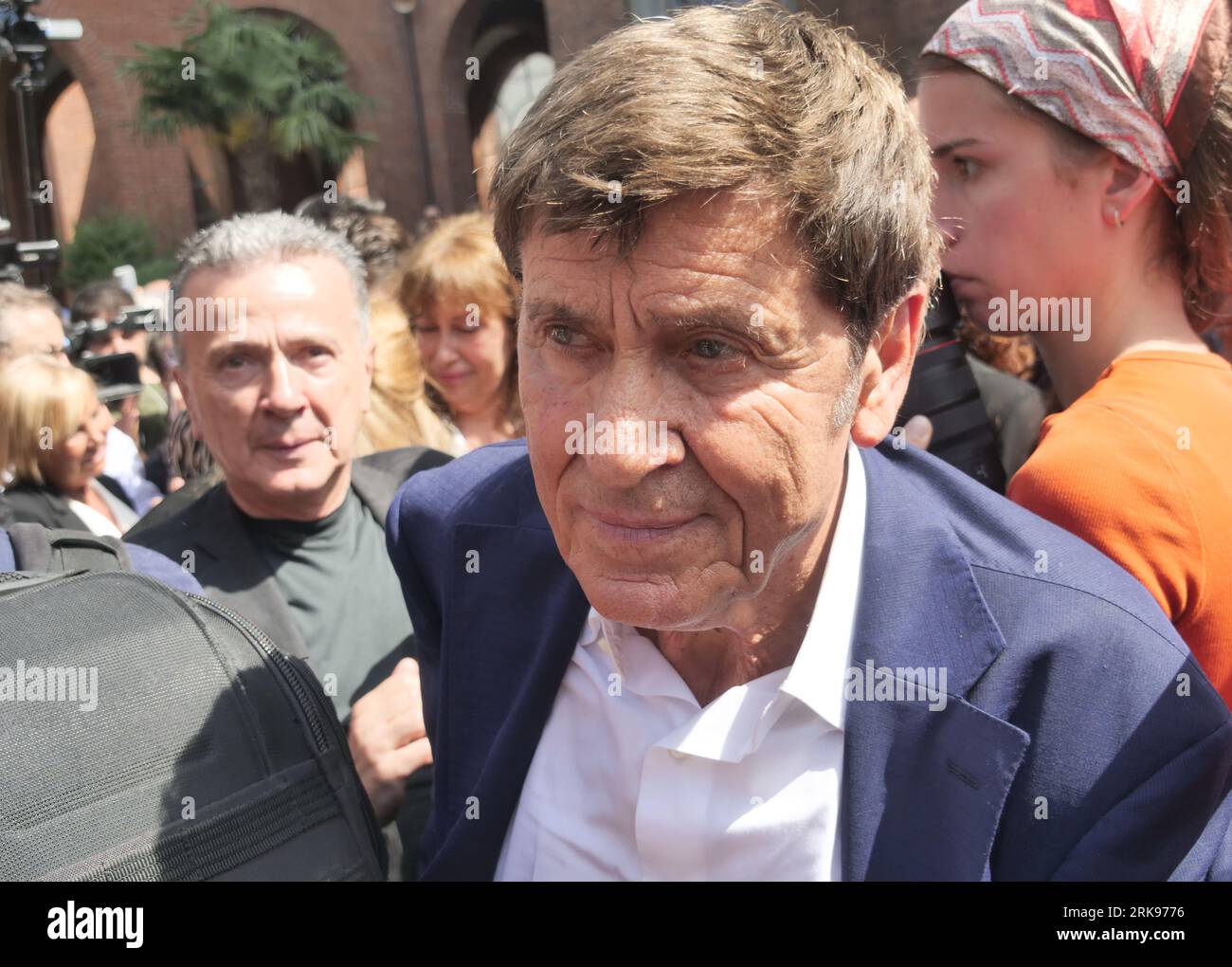 Milan Milan, . 24th Aug, 2023. Gianni Morandi and Pupo tears and ...