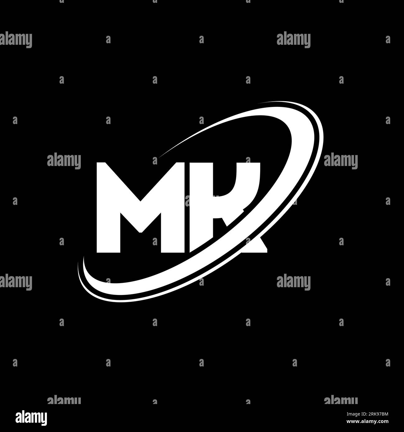 MK M K letter logo design. Initial letter MK linked circle uppercase monogram logo red and blue ...