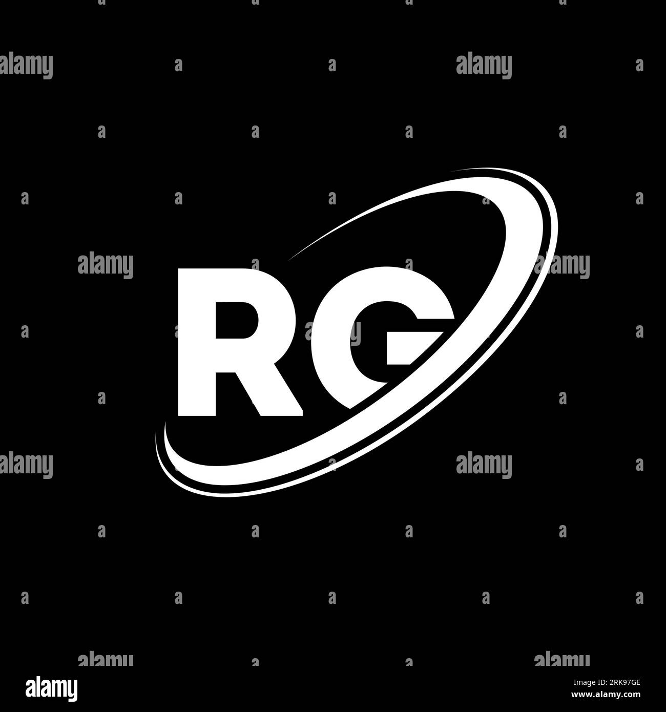 RG R G letter logo design. Initial letter RG linked circle uppercase ...