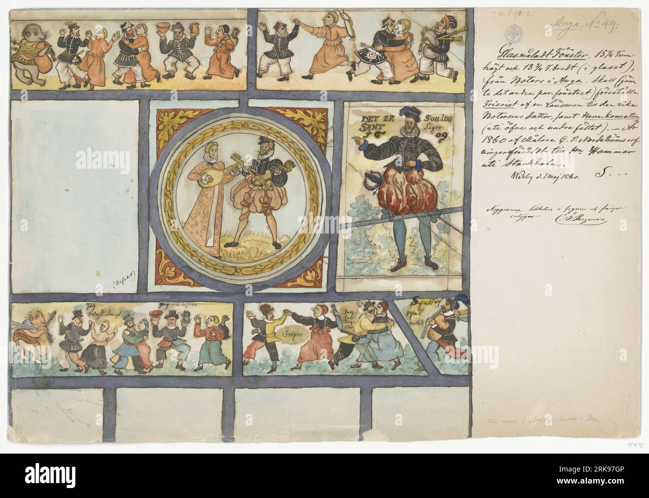 Stained glass window, Anga, Gotland 1860 by Pehr Arvid Säve Stock Photo ...