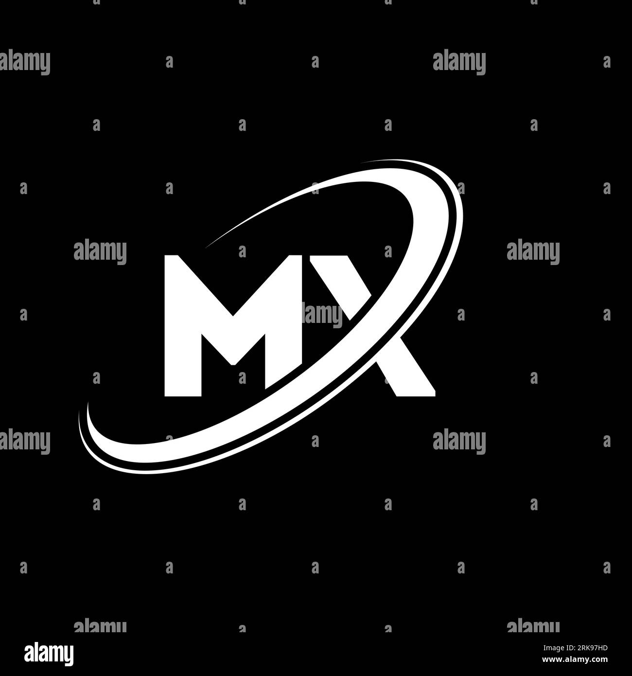 MX M X letter logo design. Initial letter MX linked circle uppercase ...