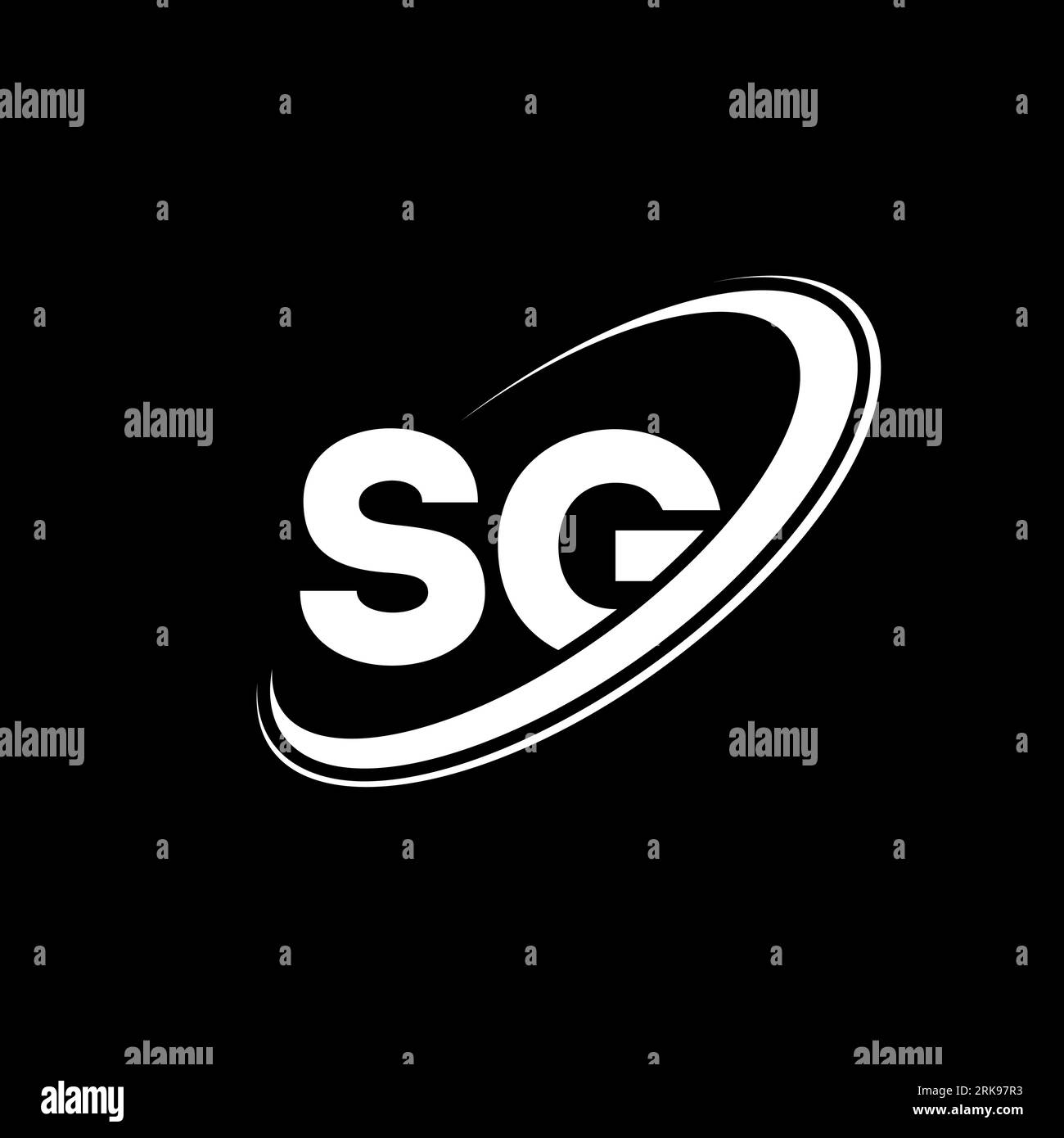 SG S G letter logo design. Initial letter SG linked circle uppercase ...
