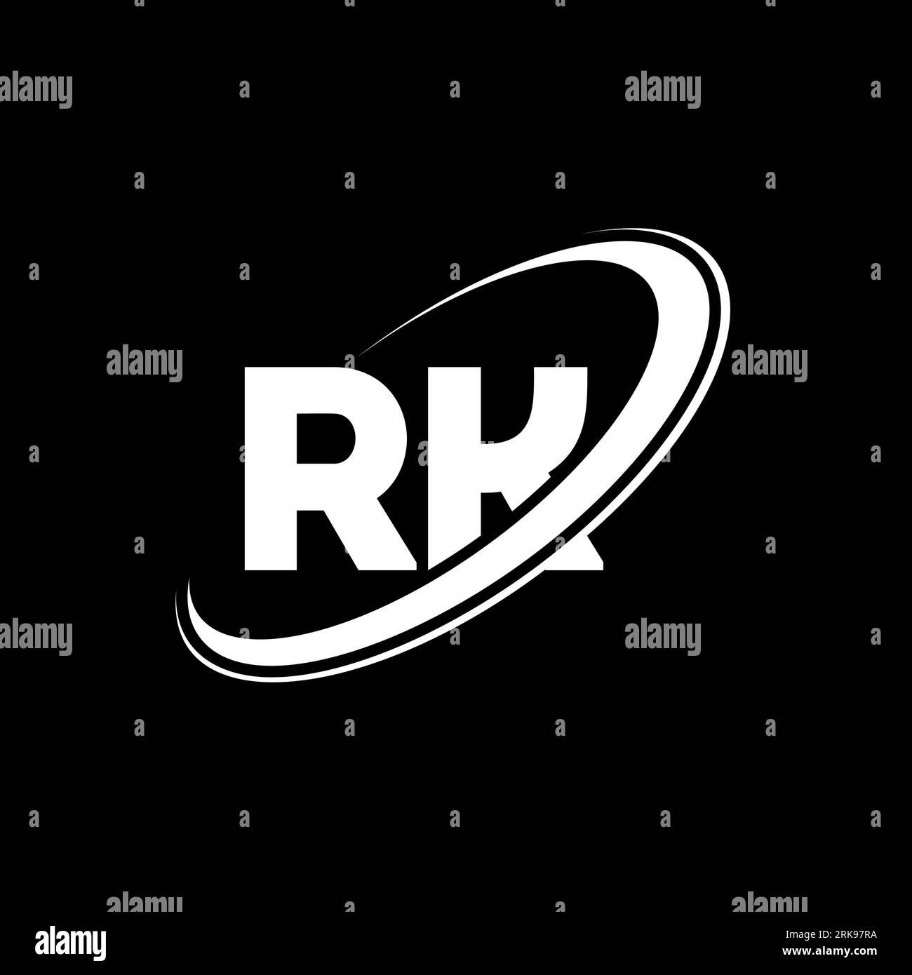 RK R K letter logo design. Initial letter RK linked circle uppercase ...