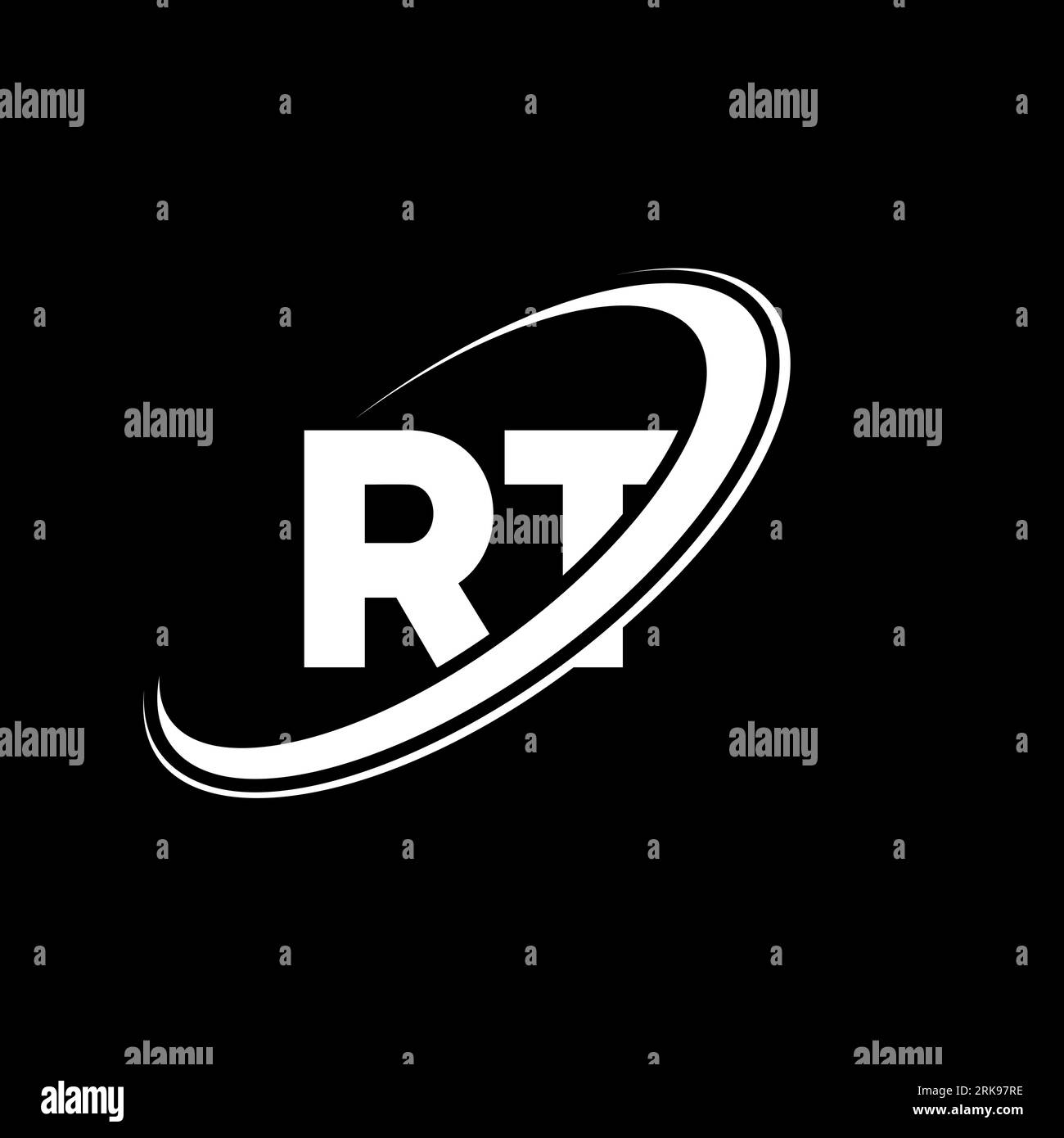 RT R T letter logo design. Initial letter RT linked circle uppercase ...
