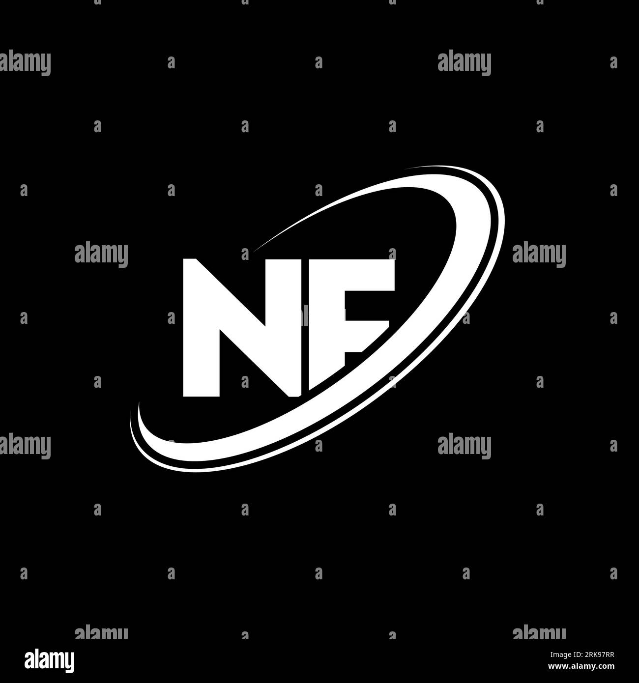 NF N F letter logo design. Initial letter NF linked circle uppercase ...