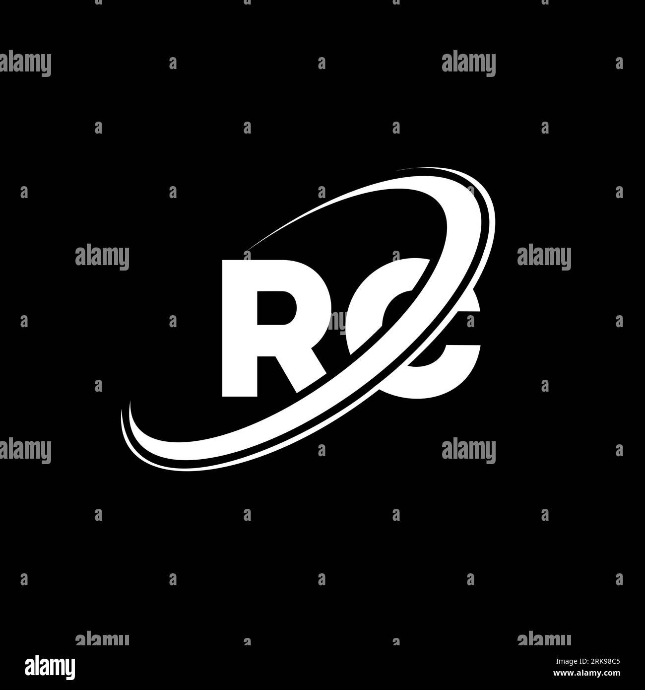 RC R C letter logo design. Initial letter RC linked circle uppercase ...
