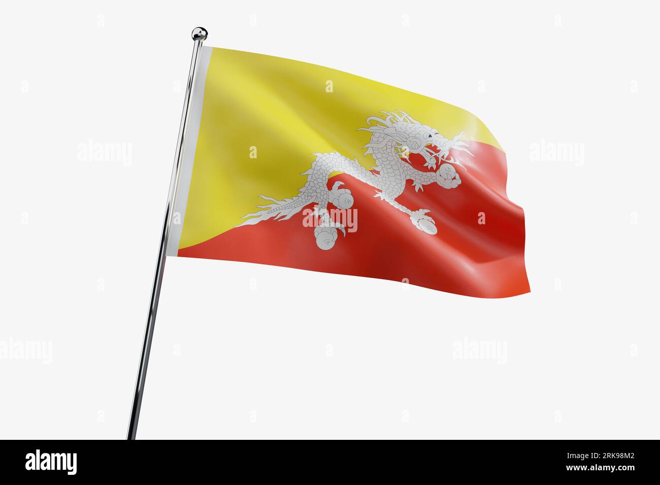 Bhutan - waving fabric flag isolated on white background - 3D ...