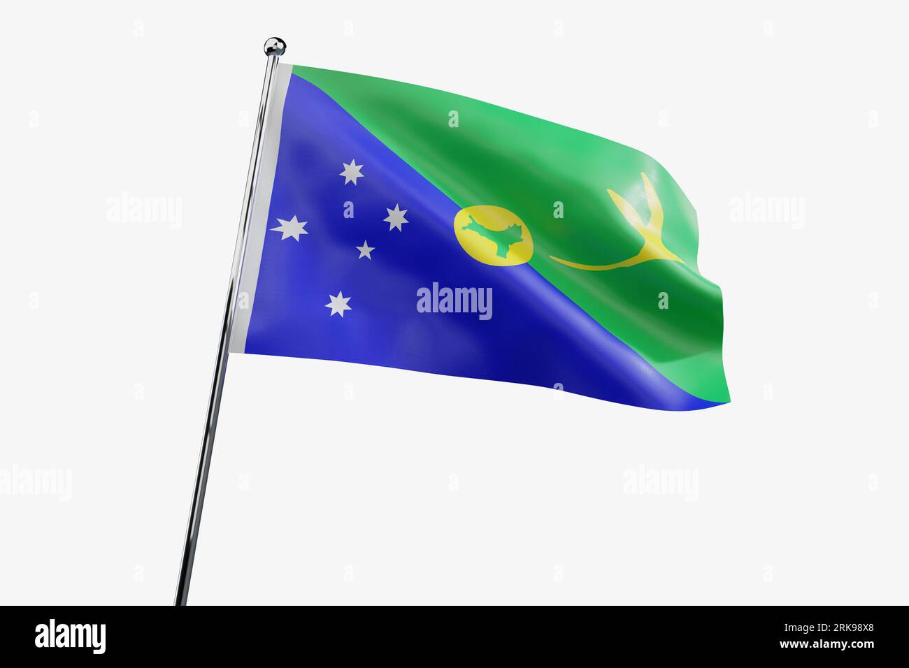 Christmas Island - waving fabric flag isolated on white background - 3D ...