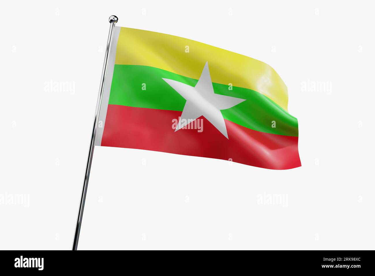 Myanmar - waving fabric flag isolated on white background - 3D ...