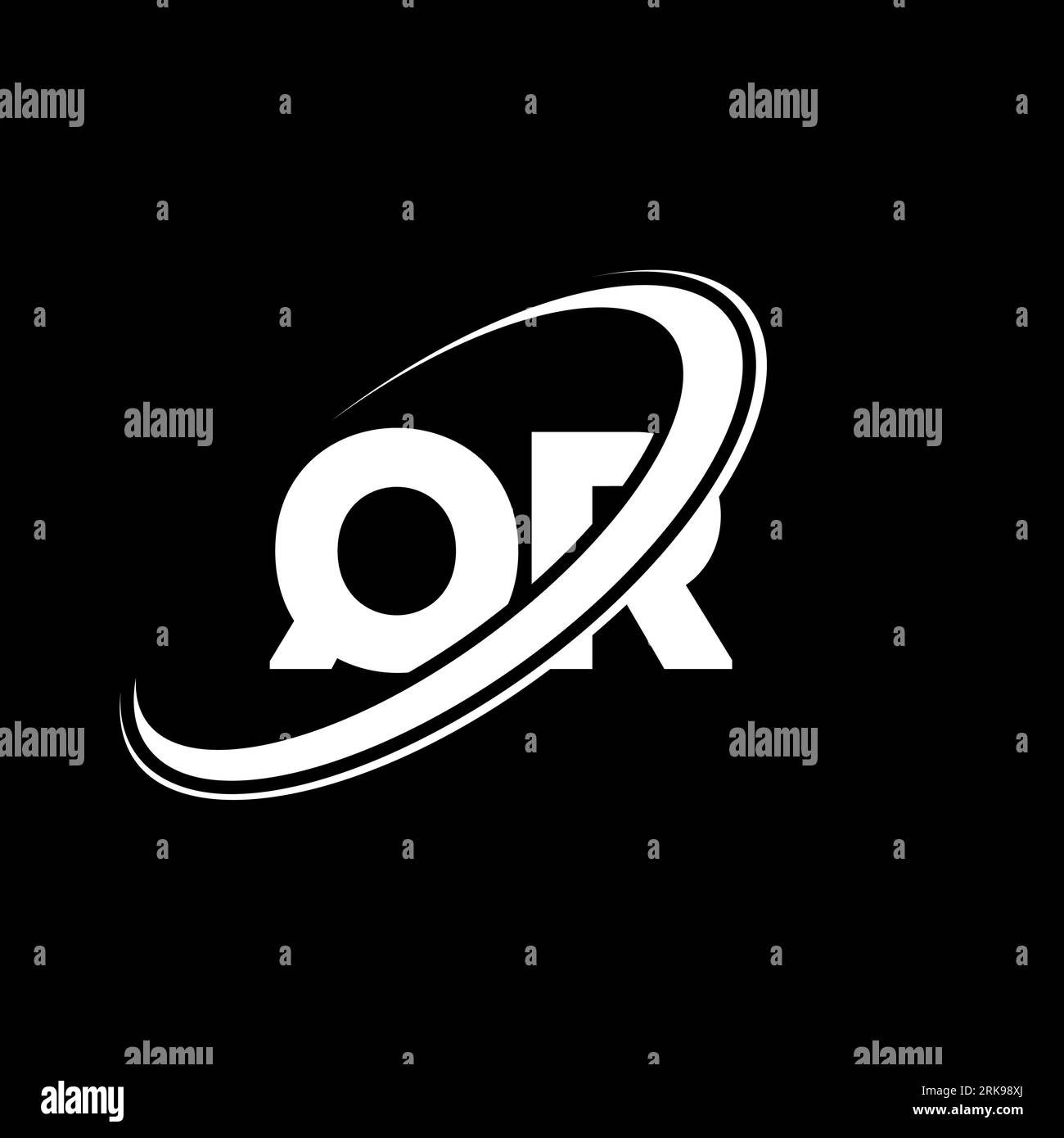 QR Q R letter logo design. Initial letter QR linked circle uppercase ...