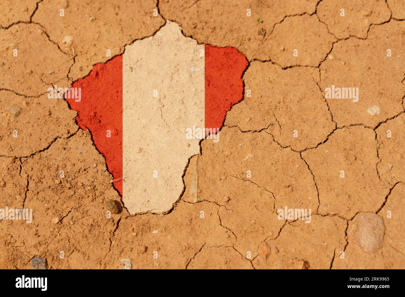 Ecological concept. Drought. On dry, cracked ground, the image of the ...