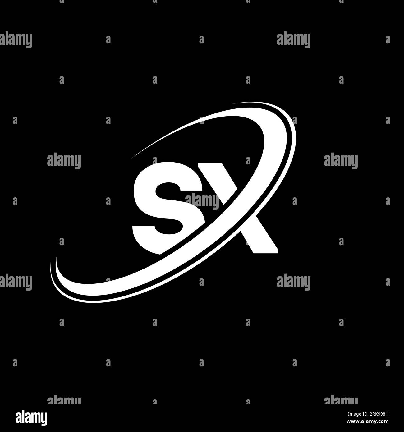 SX S X letter logo design. Initial letter SX linked circle uppercase monogram logo red and blue ...