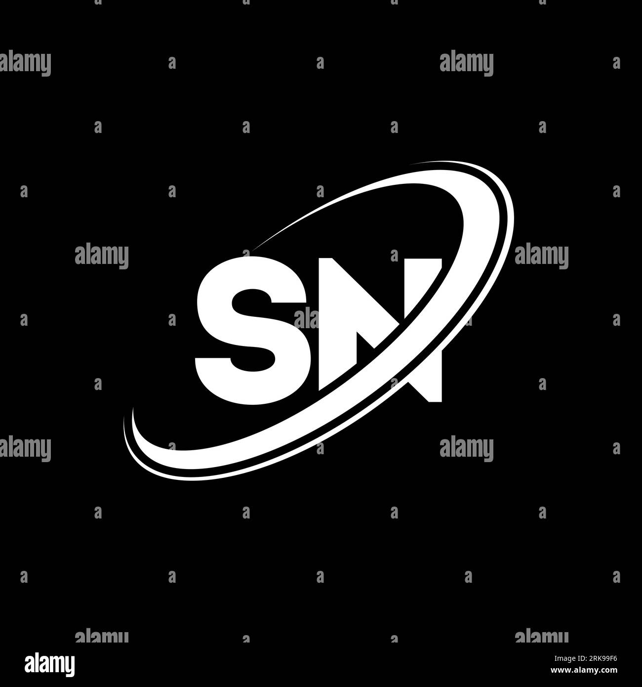 SN S N letter logo design. Initial letter SN linked circle uppercase ...