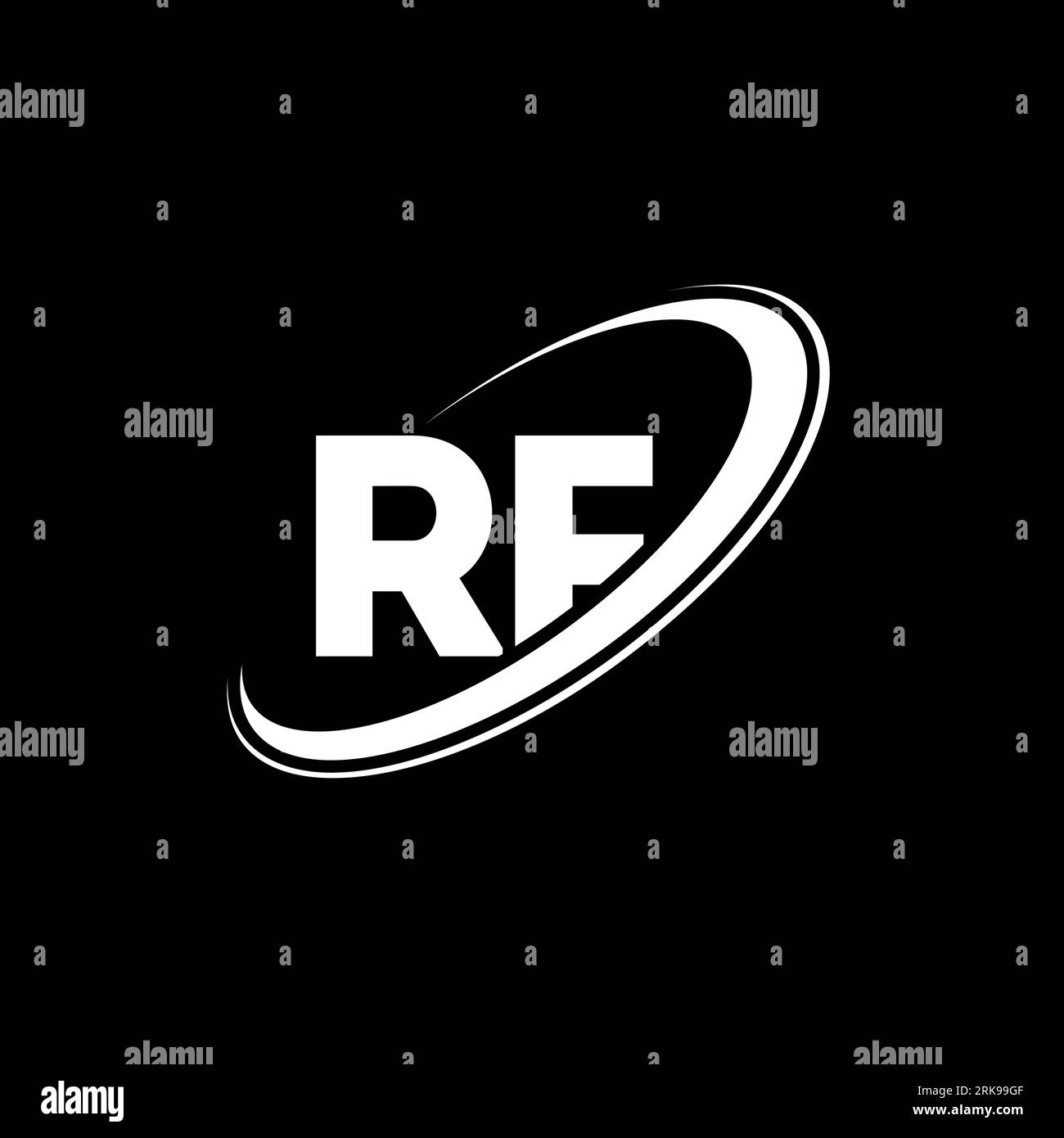 RF R F letter logo design. Initial letter RF linked circle uppercase ...