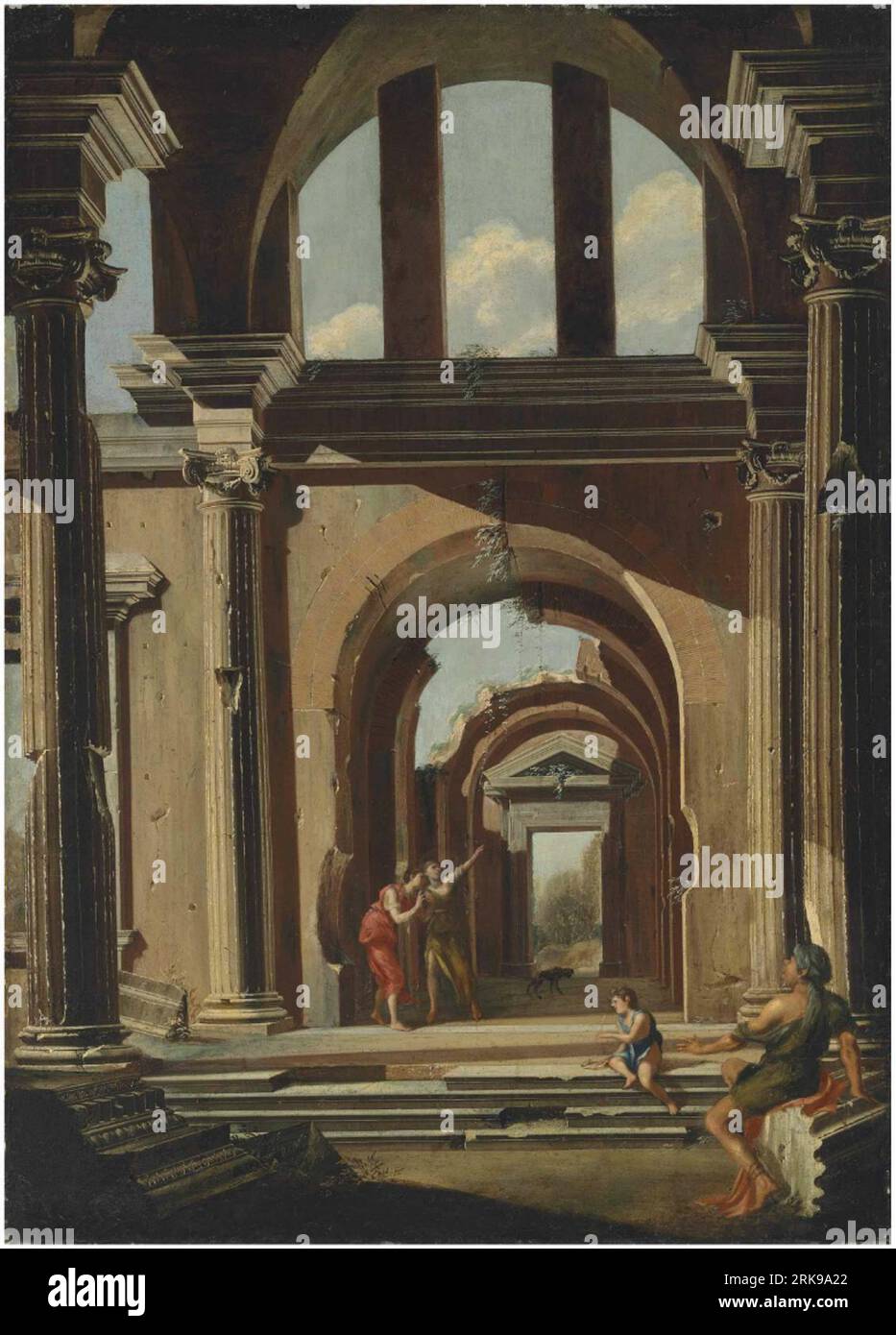 Architectural capriccio with figures beneath an arch between 1650 and ...