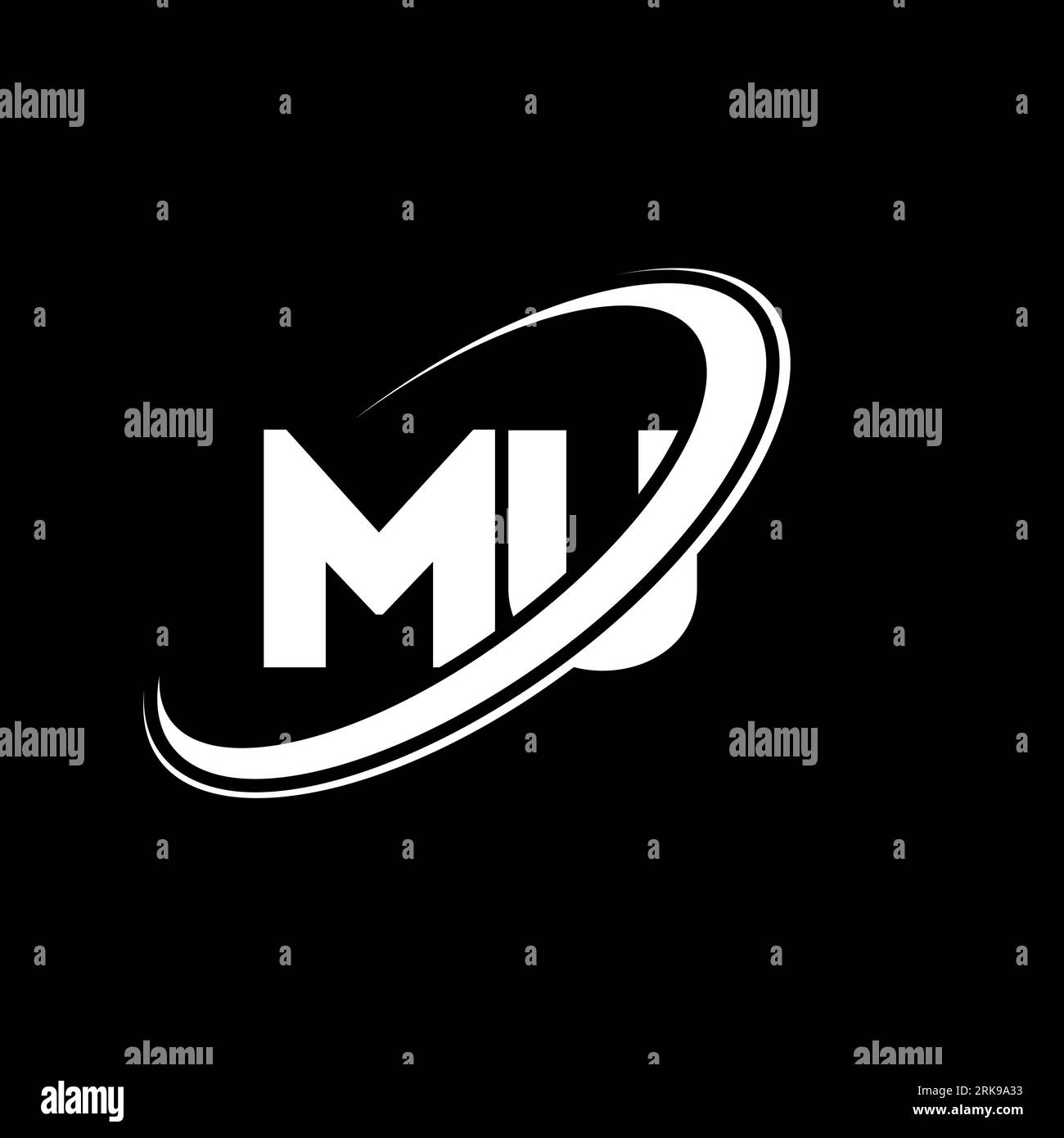 MU M U letter logo design. Initial letter MU linked circle uppercase ...