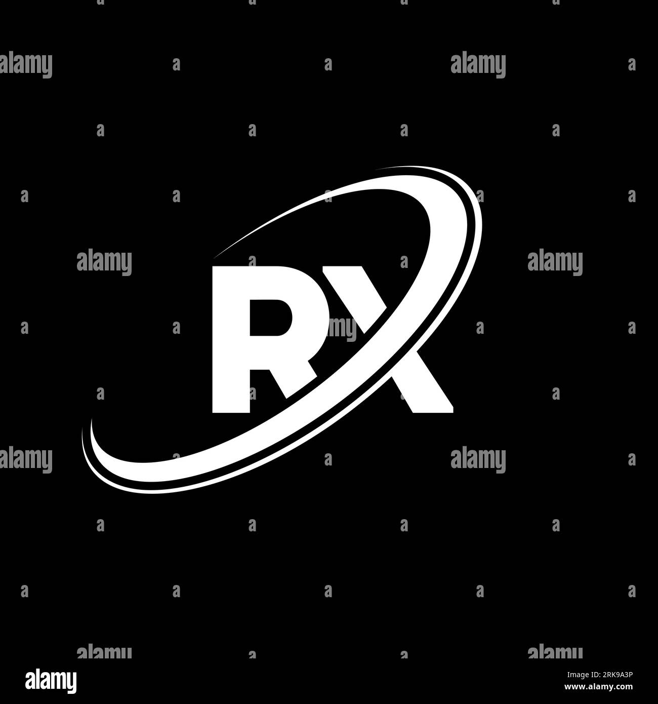 RX R X letter logo design. Initial letter RX linked circle uppercase ...