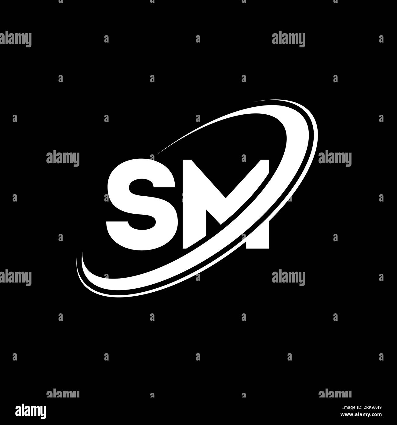 SM S M letter logo design. Initial letter SM linked circle uppercase ...