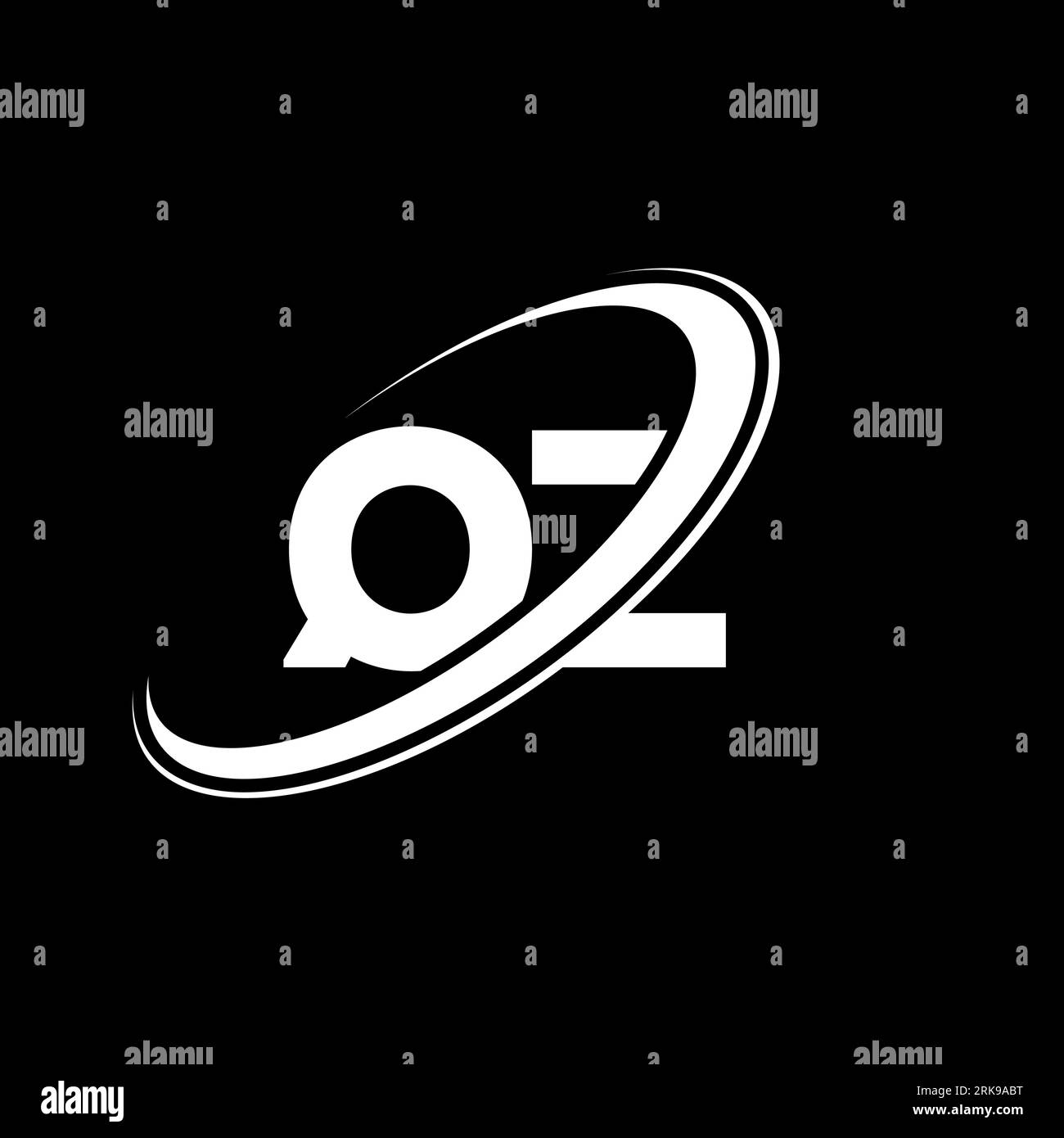 QZ Q Z letter logo design. Initial letter QZ linked circle uppercase ...