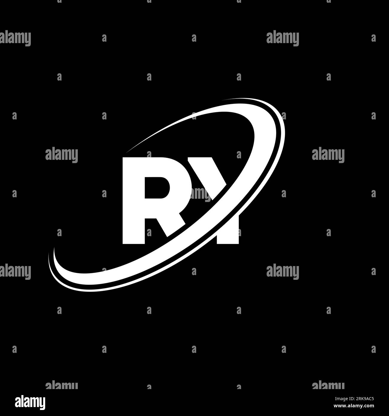 RY R Y letter logo design. Initial letter RY linked circle uppercase ...