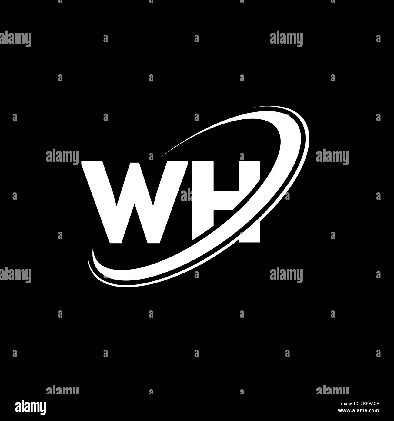WH W H letter logo design. Initial letter WH linked circle uppercase ...