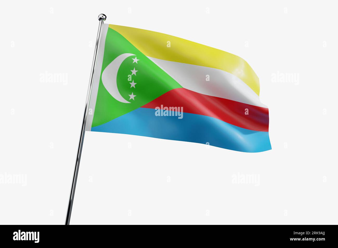 Comoros - waving fabric flag isolated on white background - 3D ...