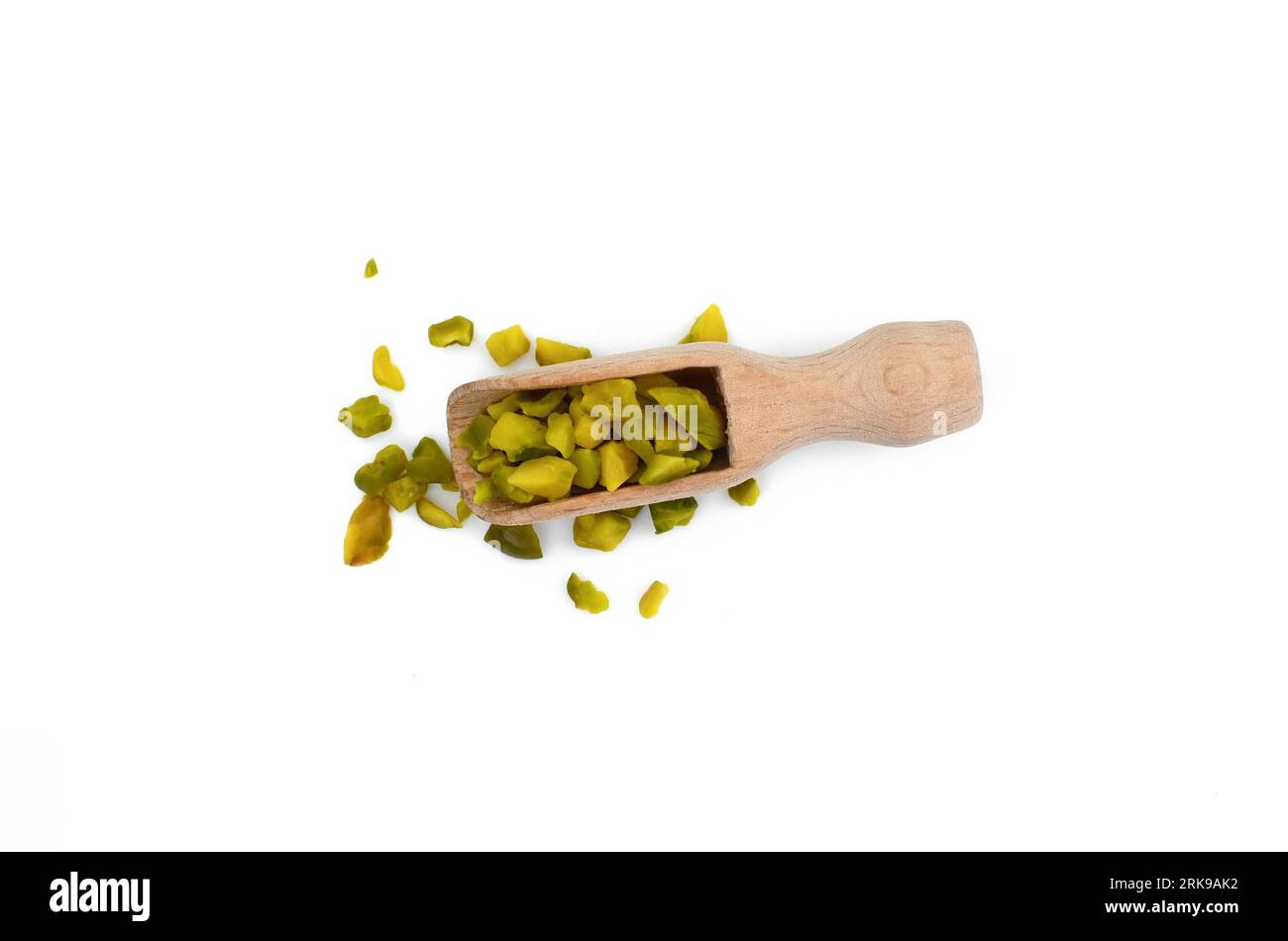 Ground, milled, crushed or granulated pistachio pile isolated on white ...