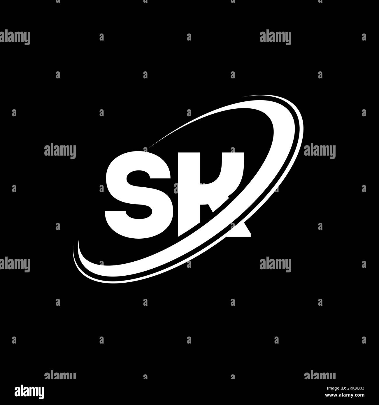 SK S K letter logo design. Initial letter SK linked circle uppercase ...