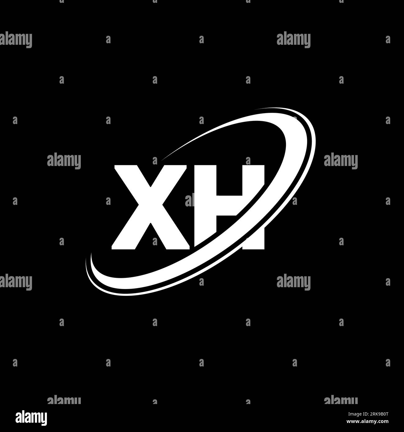 XH X H letter logo design. Initial letter XH linked circle uppercase ...