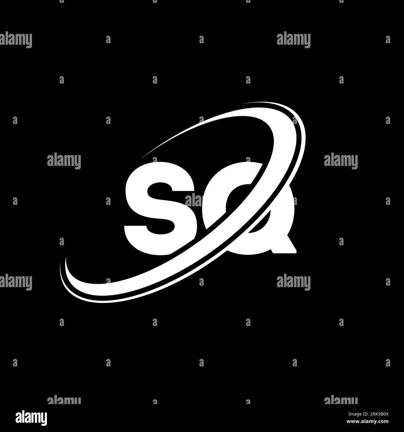 SQ S Q letter logo design. Initial letter SQ linked circle uppercase ...